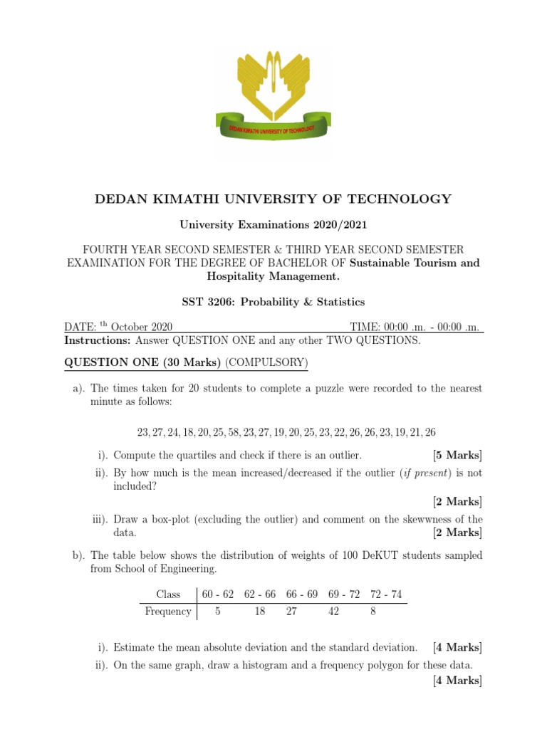 SST 3206 Probability & Statistics | PDF | Statistics | Scientific Method