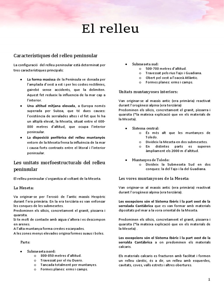 Característiques Del Relleu Peninsular | PDF