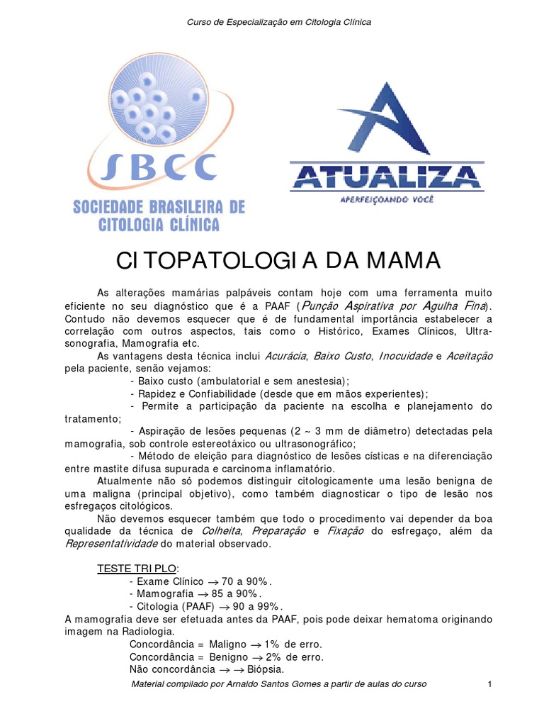 Citologia Da Mama - SBCC | PDF | Câncer de mama | Câncer