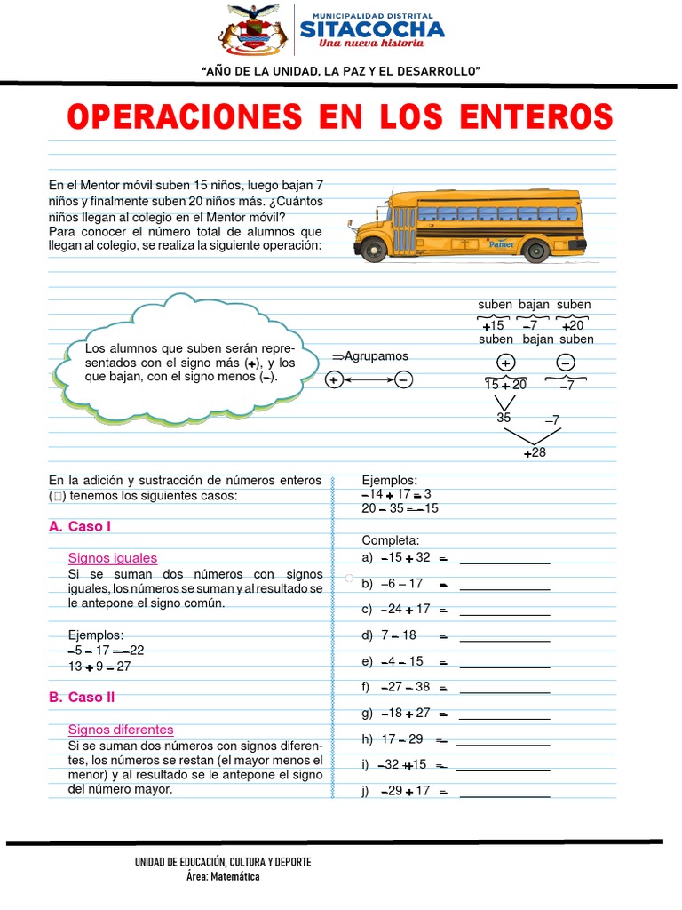 TEMA 2 - CICLO VI Operaciones-En-Los-Enteros | PDF | Entero ...