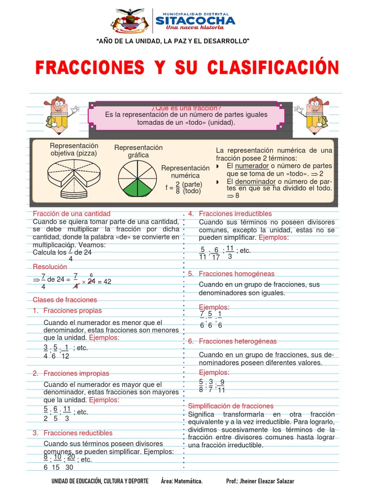 Guía de Fracciones para Estudiantes | PDF | Notación Matemática | Números