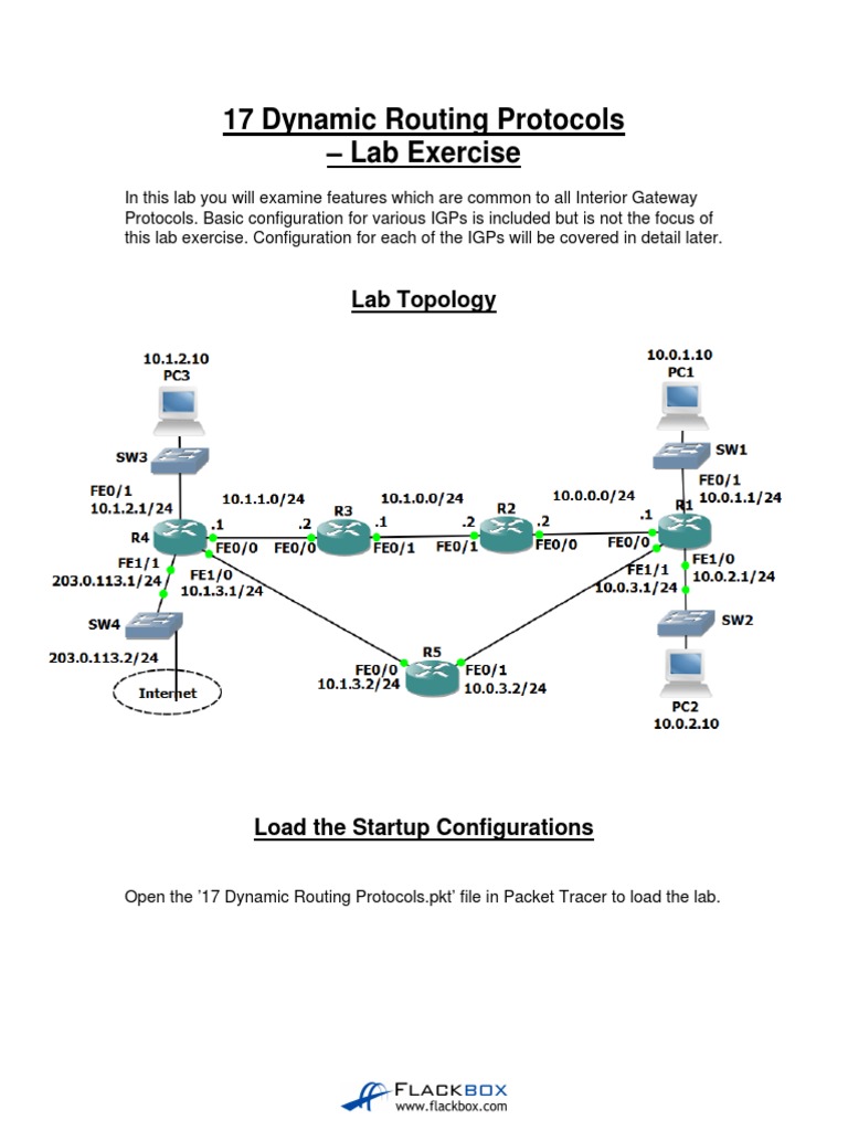 17 Dynamic Routing Protocols Lab Exercise | PDF | Routing | Networking Standards