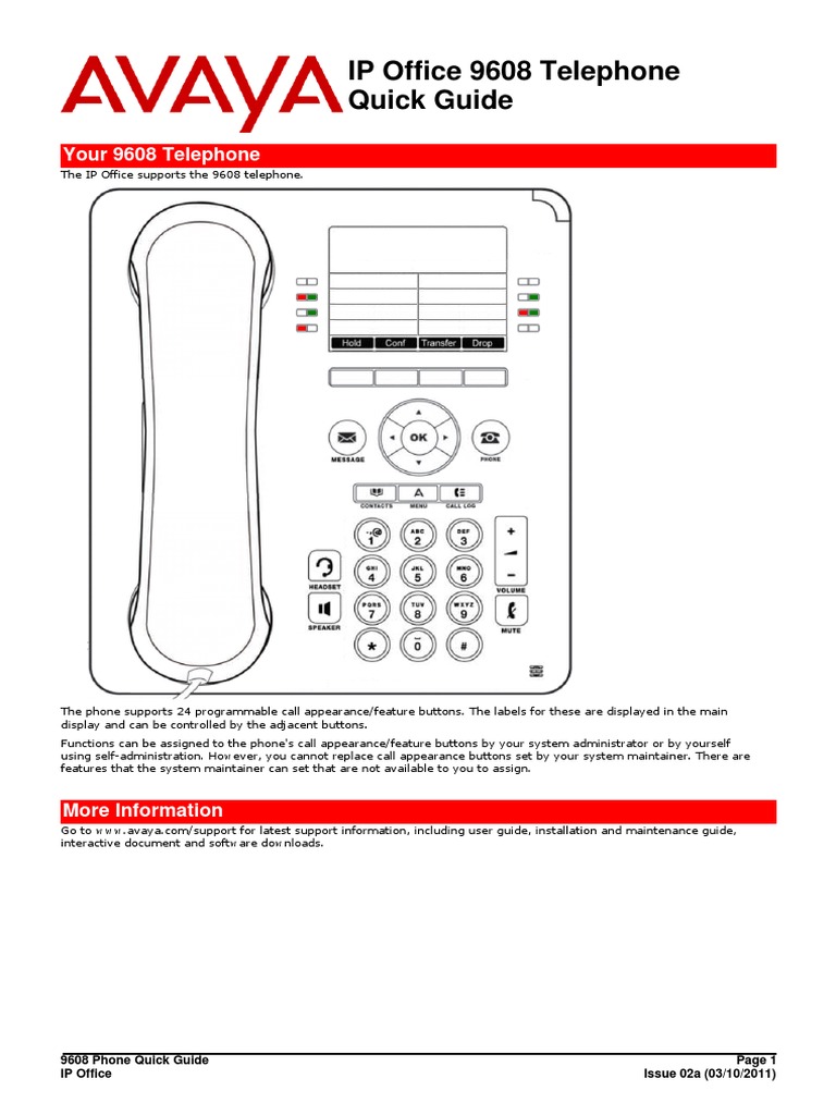 Avaya 9608 - QRG - en | PDF | Voicemail | Telephone