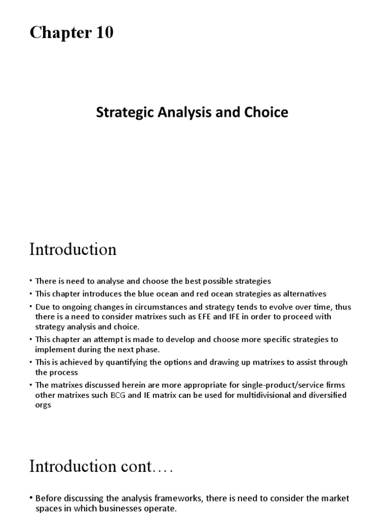 Chapter 10 Strategic Analysis and Choice | PDF | Swot Analysis ...