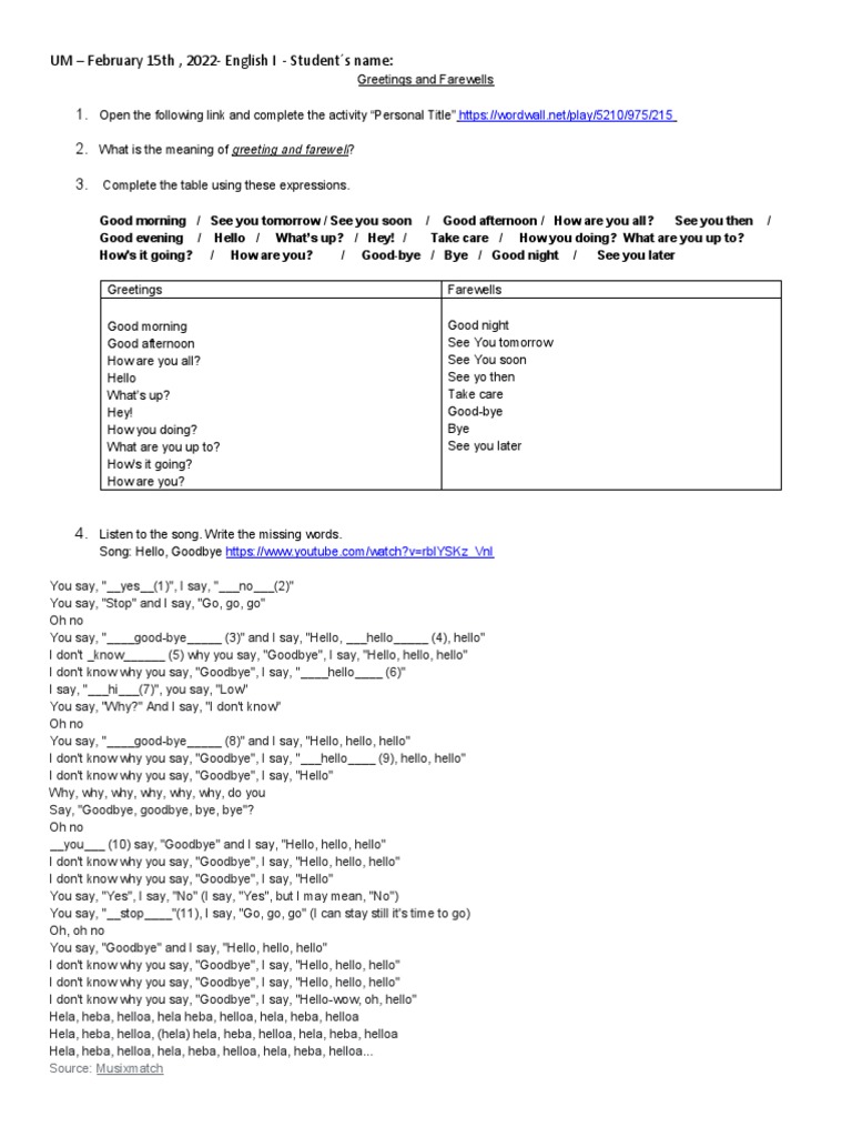 Homework 2nd Class | PDF | Paul Mc Cartney | Rock Music