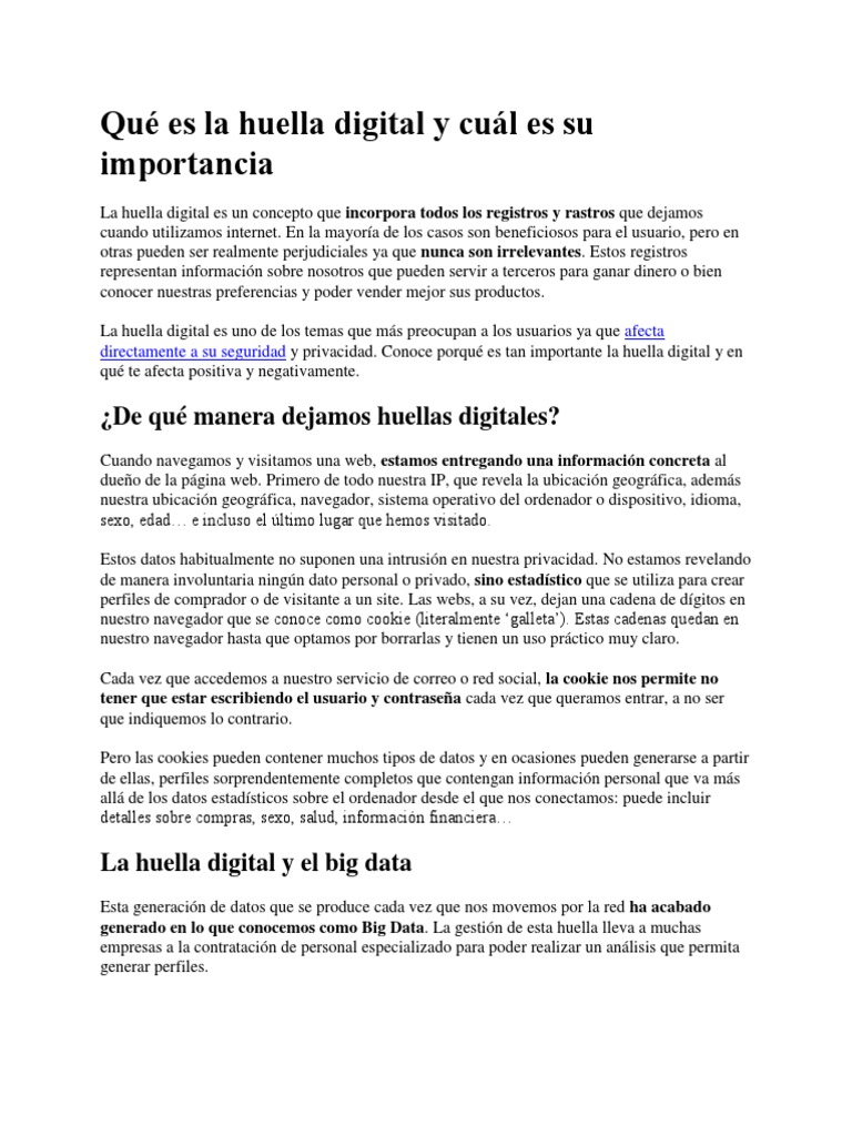 La importancia de proteger la huella digital: Cómo cuidar la privacidad y seguridad en internet ...