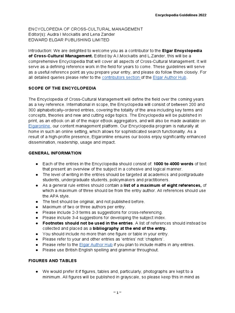 Encyclopedia Contributor Guidelines | PDF