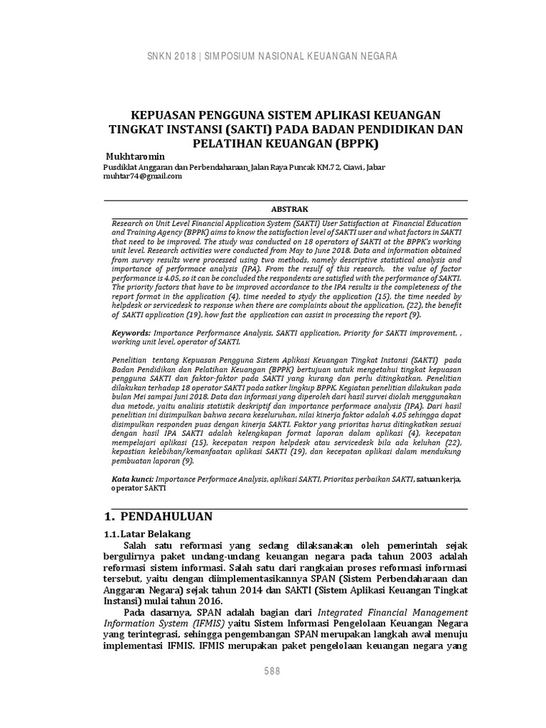 Kepuasan Pengguna Aplikasi SAKTI BPPK | PDF | Pengelolaan Keuangan & Uang | Teknologi & Rekayasa