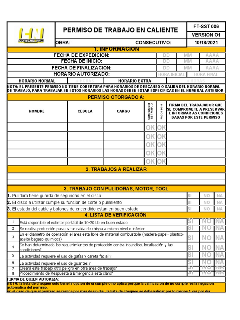 Permiso Trabajo en Caliente | PDF