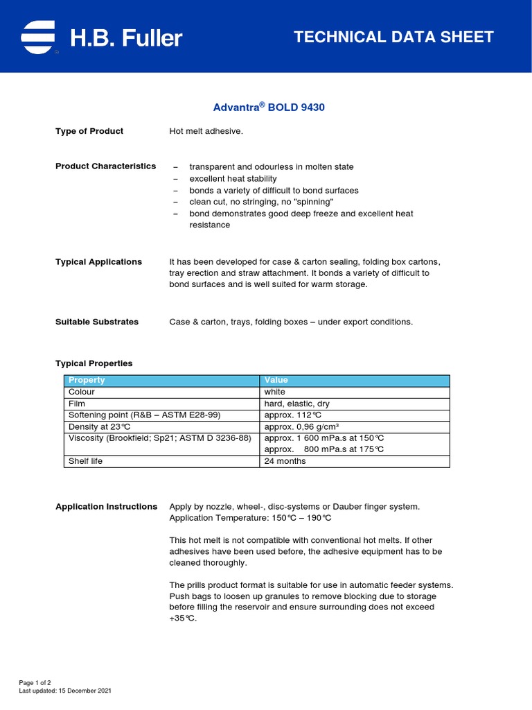 Advantra BOLD 9430 - TDS - EN | PDF | Legal Liability | Tort