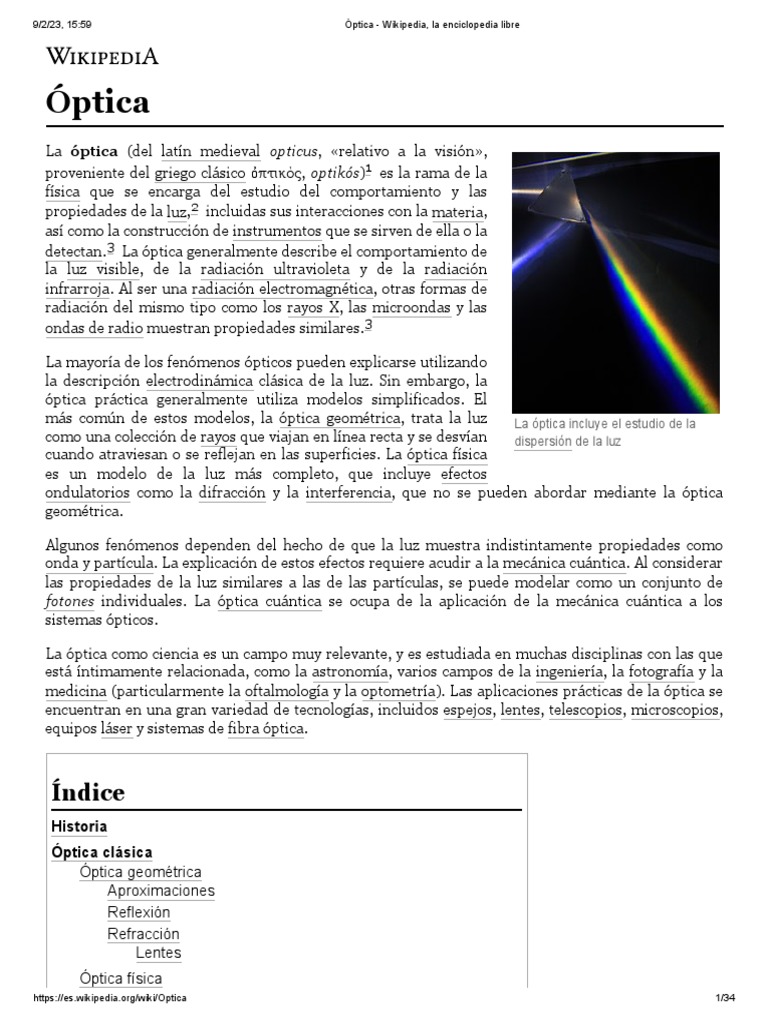 Óptica | PDF | Óptica | Dispersión (óptica)