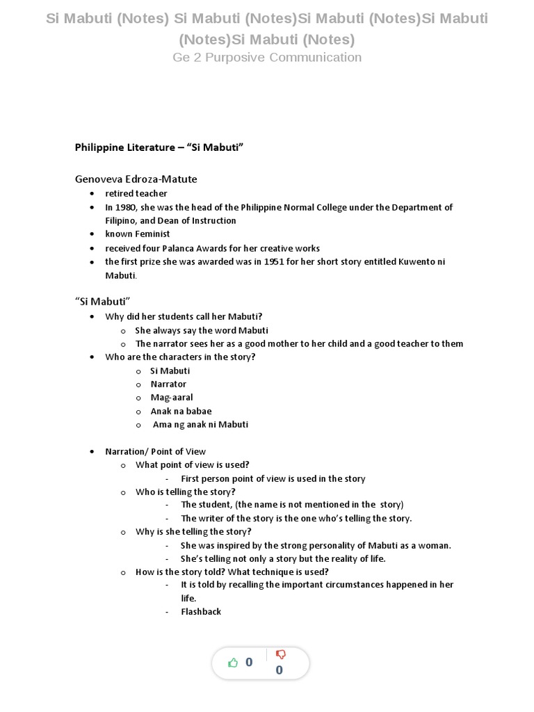 Analyzing "Si Mabuti" and Its Themes | PDF | Language Arts & Discipline ...