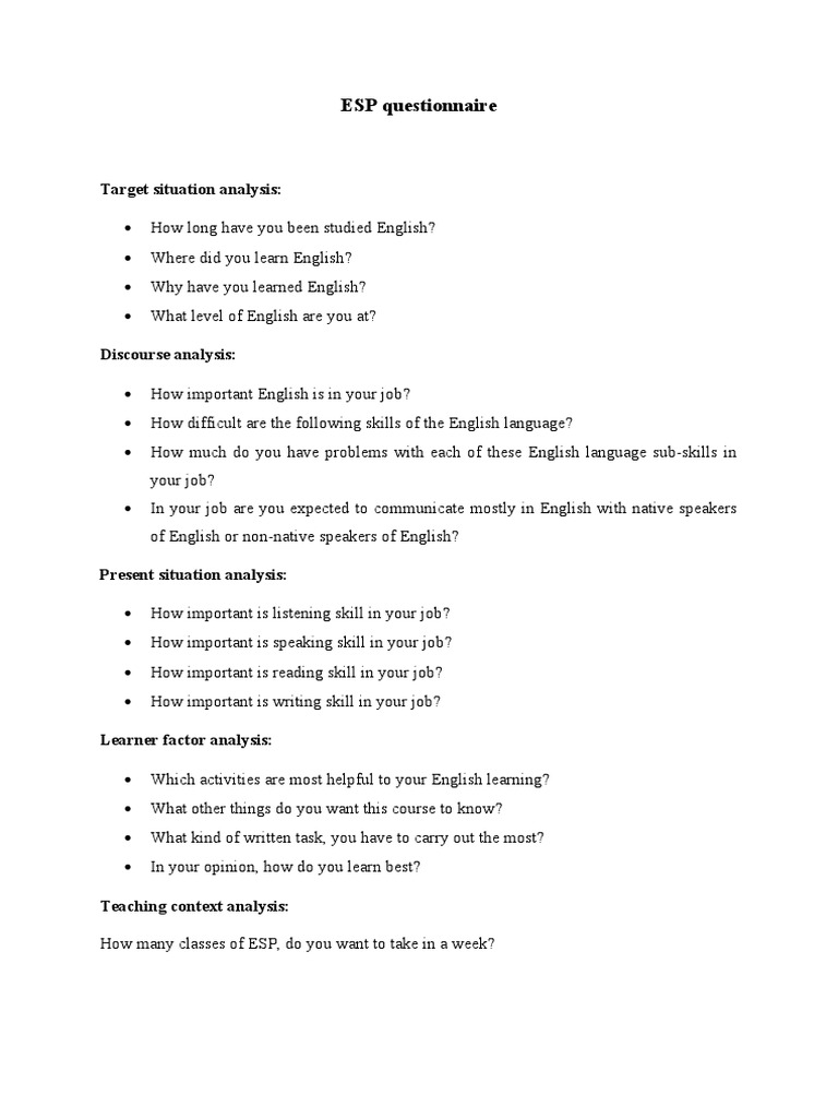 Target Situation Analysis | PDF