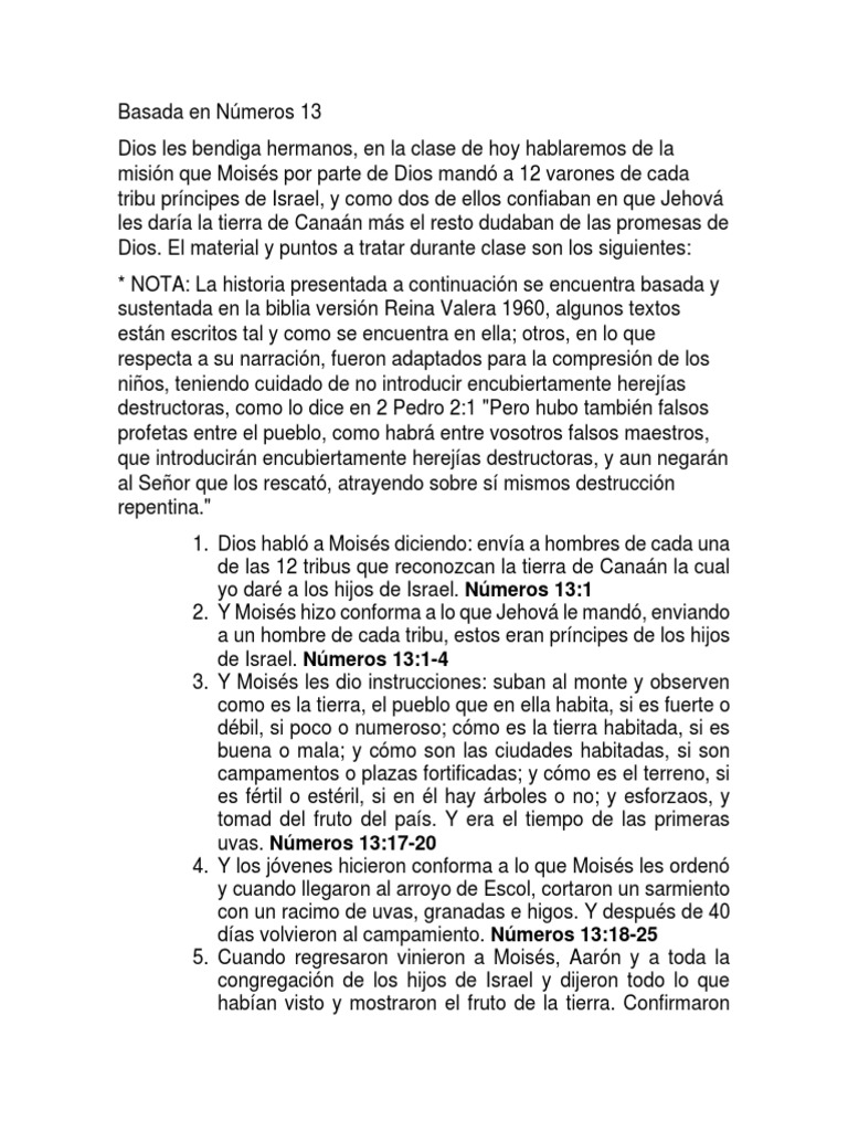 Confianza en Dios: Números 13 | PDF | Libro de números | Moisés