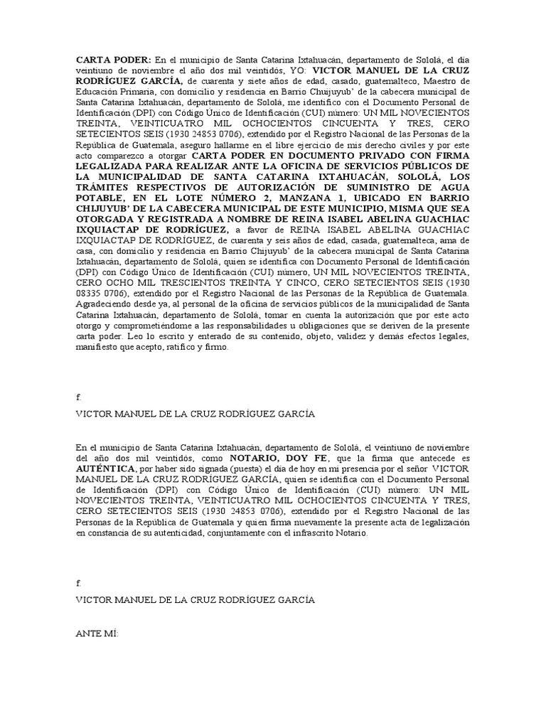 Carta Poder | PDF | Guatemala