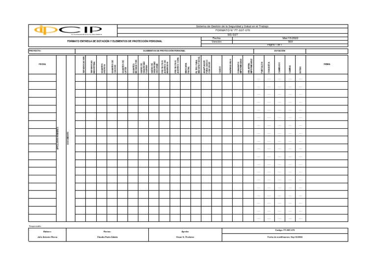 FORMATO ENTREGA DE EPP y Dotacion Ocip | PDF
