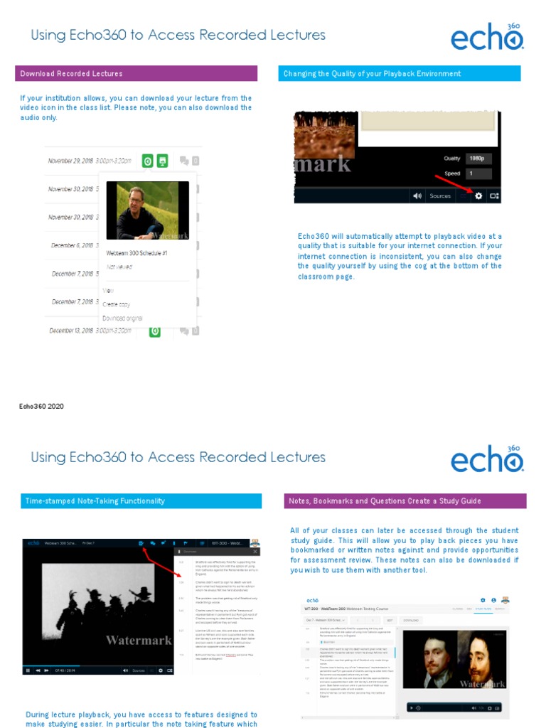 Using Echo360 To Access Recorded Lectures | PDF | Technology & Engineering