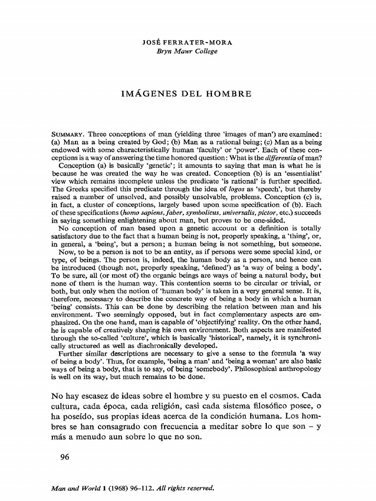 (1968) - Ferrater-Mora, J. (1968) - Imágenes Del Hombre | PDF
