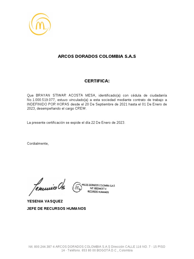 Referencia Laboral | PDF