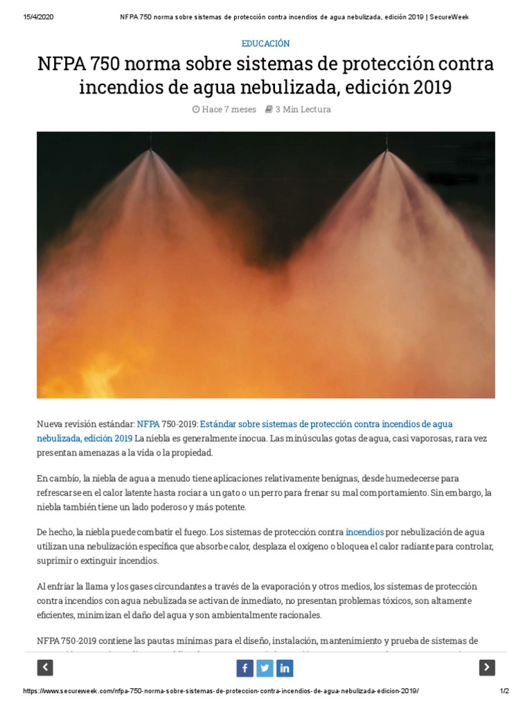 NFPA 750 Norma Sobre Sistemas de Protección Contra Incendios de Agua ...