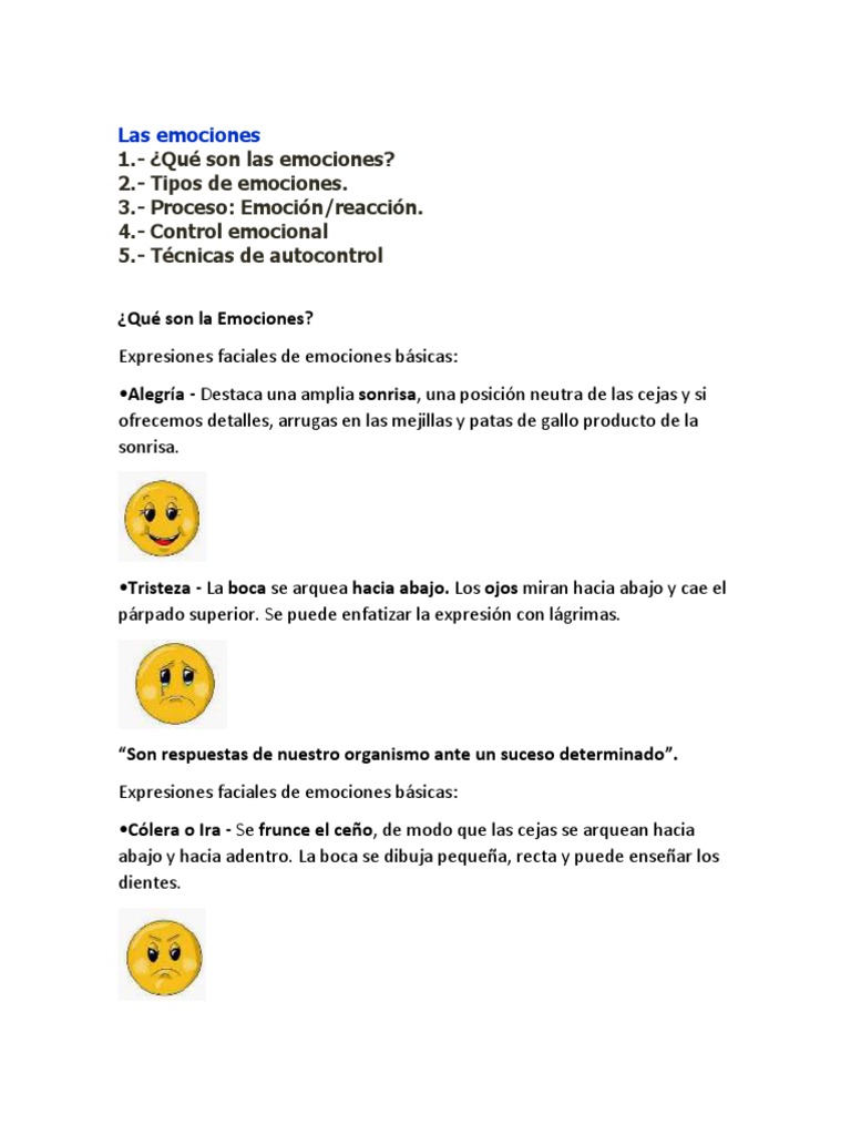 Definiciones de Las Emociones | PDF | Las emociones | Expresión facial