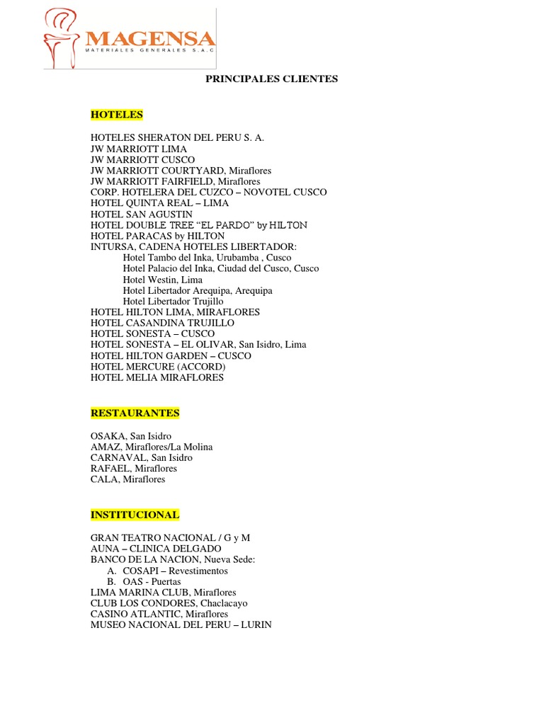 4 Principales Clientes | PDF