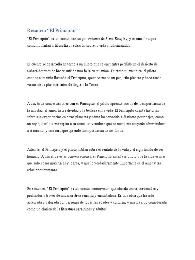 Resumen El Principito | PDF