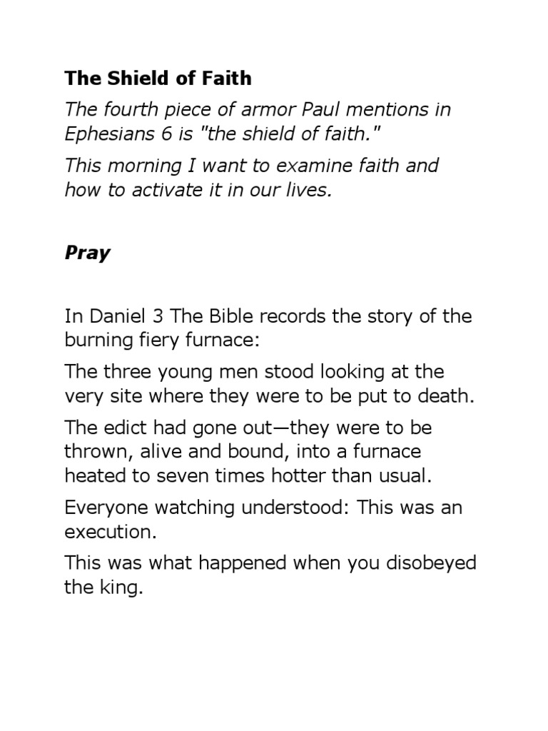 Understanding the Shield of Faith | PDF | Shadrach, Meshach, And ...