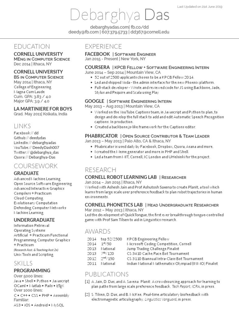 Deedy CV | PDF | Computer Science | Software Development
