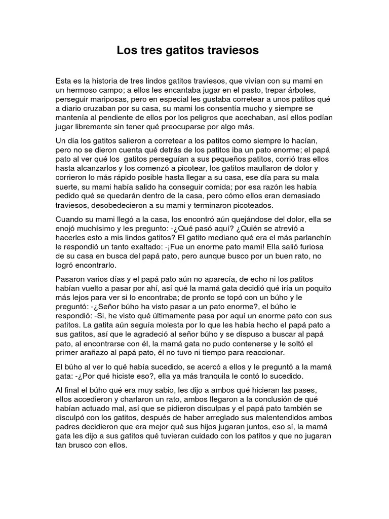 Brit Cuento de Los 3 Gatitos Traviesos | PDF