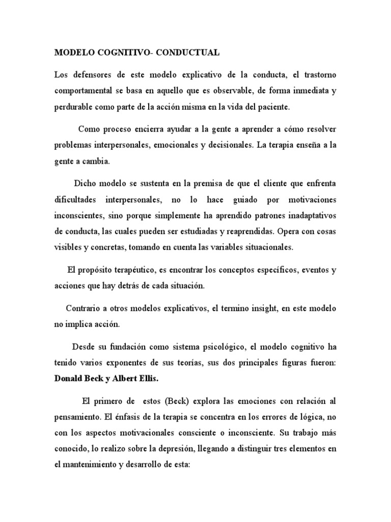 Modelo Cognitivo - Conductual 1 | PDF | Pensamiento | Las emociones
