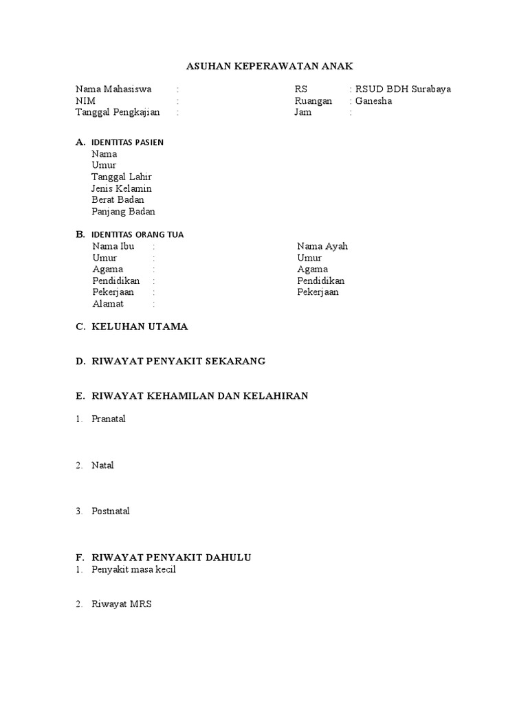 Format ASKEP Anak | PDF