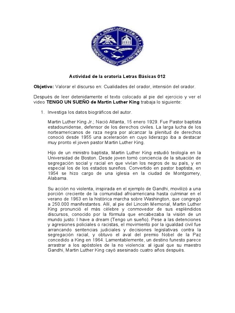 Let 012 Unidad VII Ejercicios. | PDF | Martin Luther King hijo.