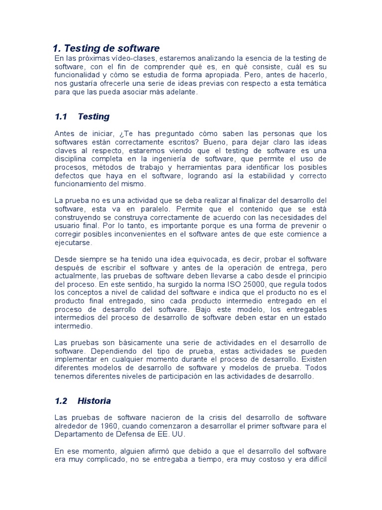 Testing de Software | PDF | Software | Pruebas de software