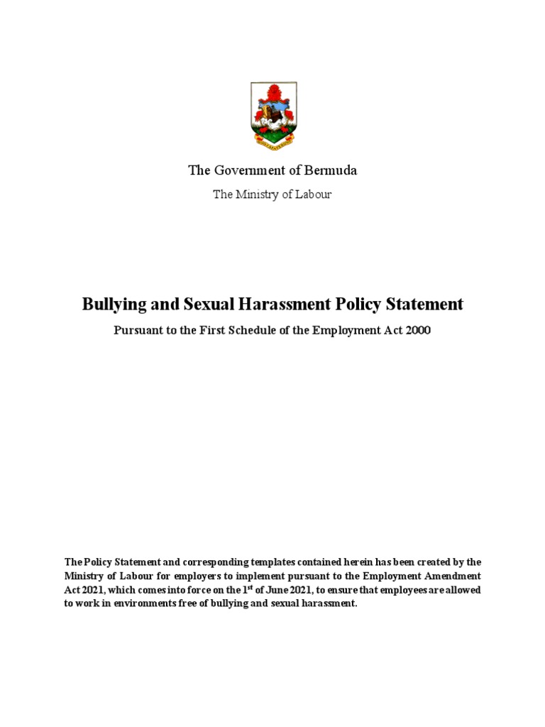 Bullying Sexual Harassment Policy Statement | PDF | Sexual Harassment ...
