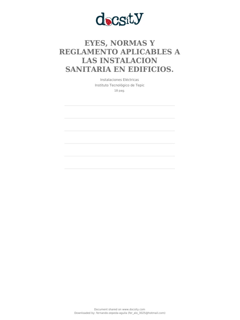 Docsity Eyes Normas y Reglamento Aplicables A Las Instalacion Sanitaria en Edificios | PDF ...