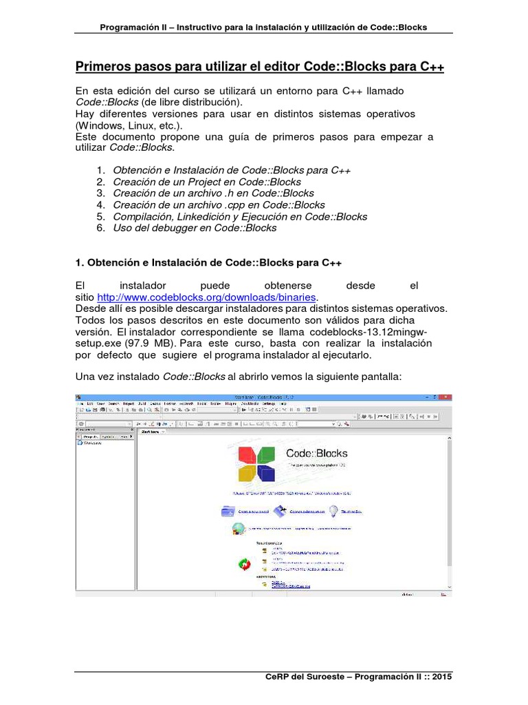 0.1 Instructivo - de - Instalacion - y - Manejo - de - CodeBlocks | PDF ...