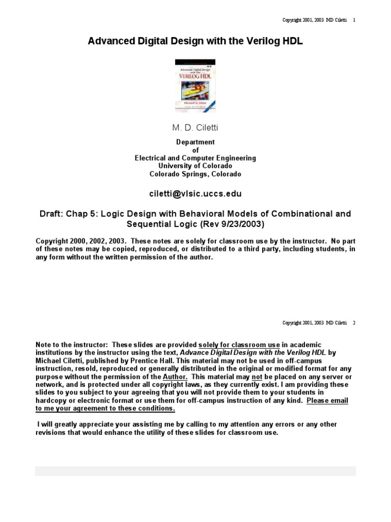 Advanced Digital Design With The Verilog | PDF | Hardware Description ...