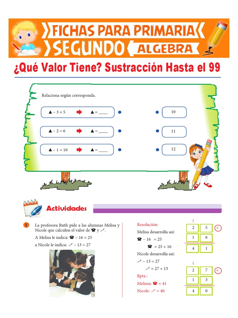 Ejercicios de Restas Hasta El 99 para Segundo de Primaria | PDF