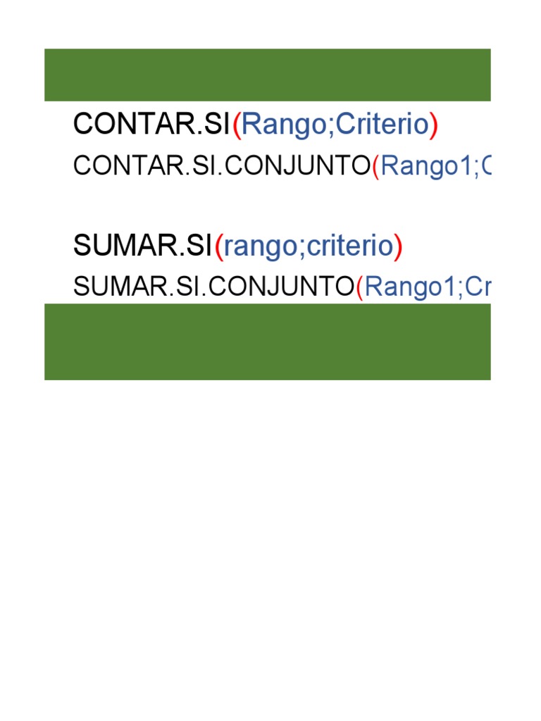 Funciones CONTAR.SI y SUMAR.SI en Excel | PDF