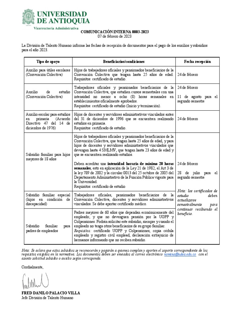 Comunicación I - 0003 - Subsidios 2023 | PDF