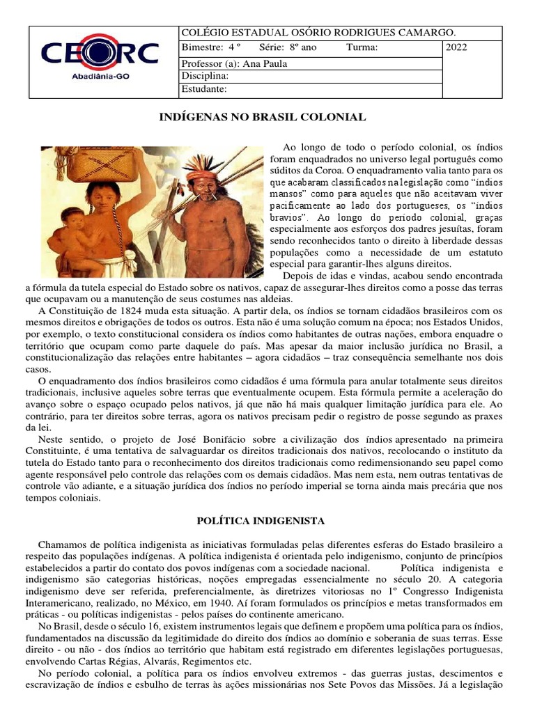 A evolução da política indigenista brasileira: dos primeiros contatos ...