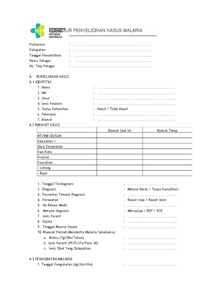 Form Pe Malaria | PDF