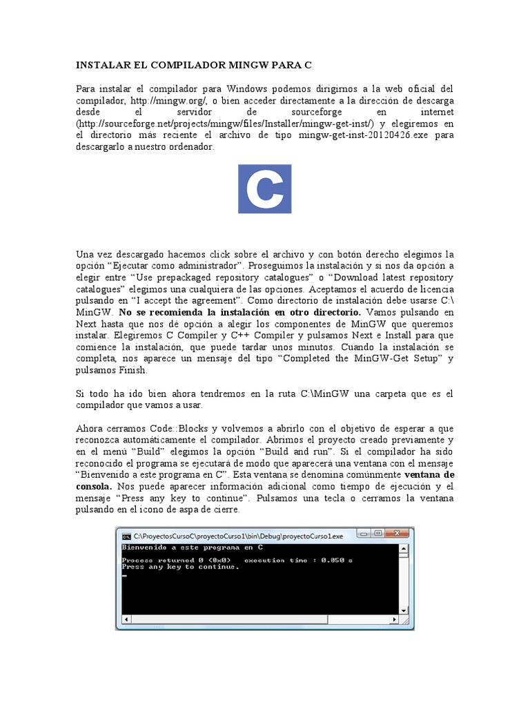 Instalar El Compilador Mingw para C | PDF | Lenguaje de programación ...