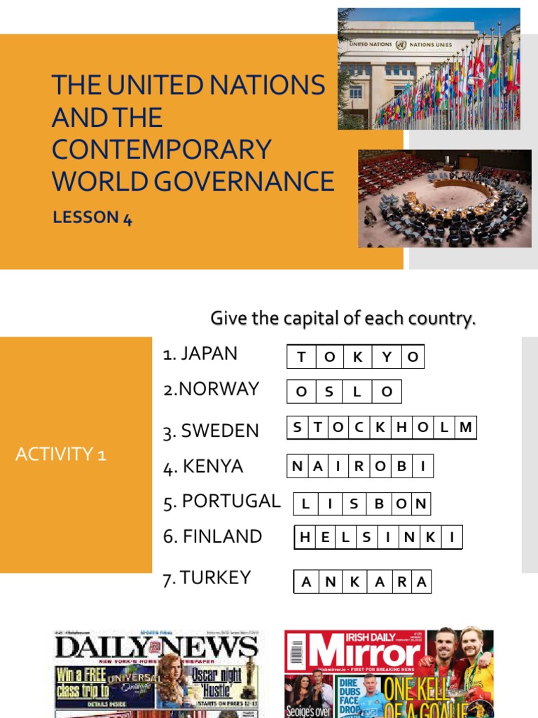 Lesson 4 The United Nations and The Contemporary World Governance | PDF | United Nations ...