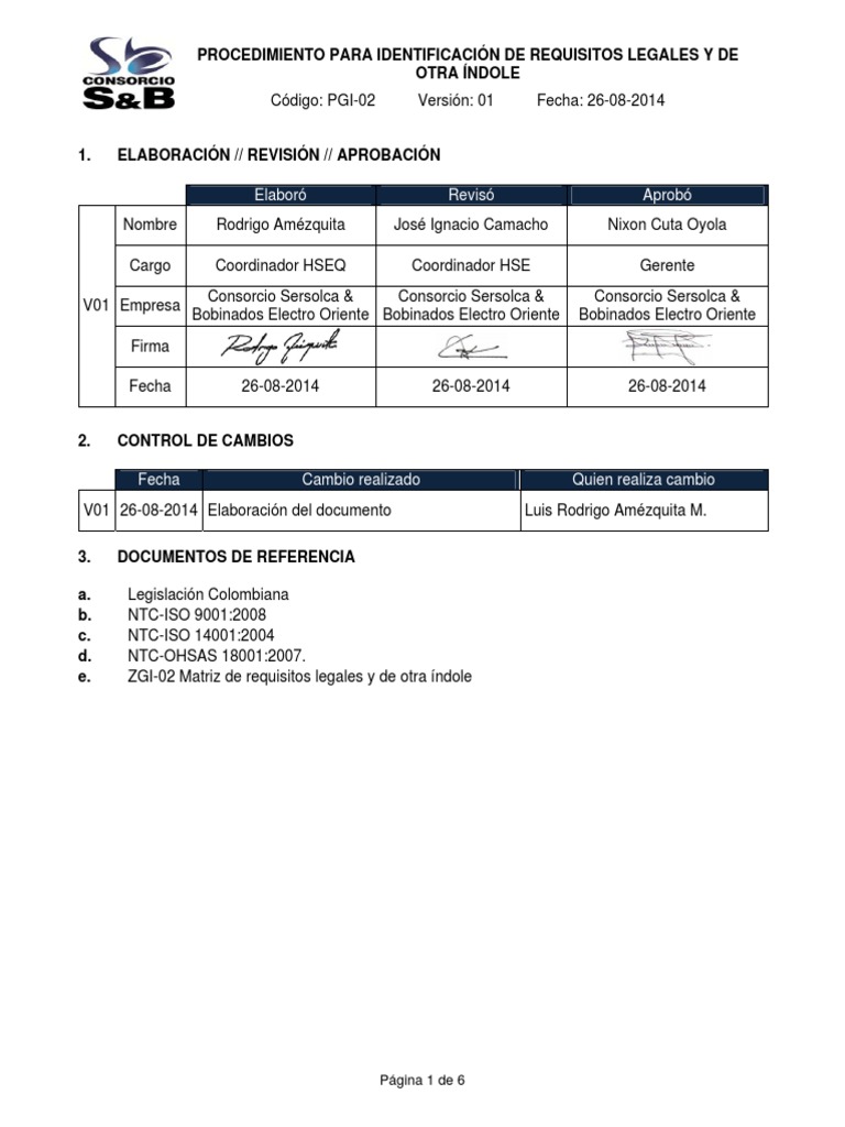 PGI-02 V01 Proced Req Legales | PDF