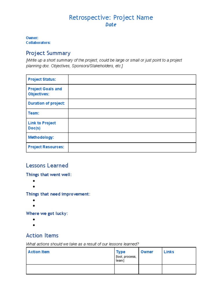 Retrospective Template | PDF