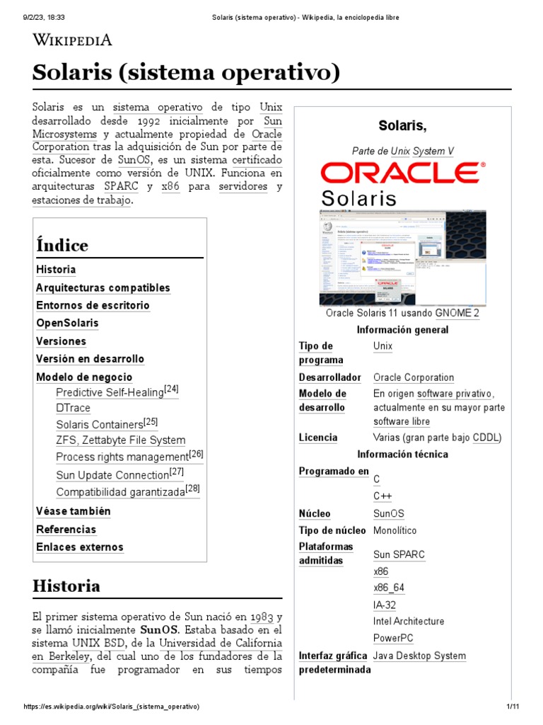 Solaris (Sistema Operativo) | PDF | Ciencias de la Computación | Desarrollo de software