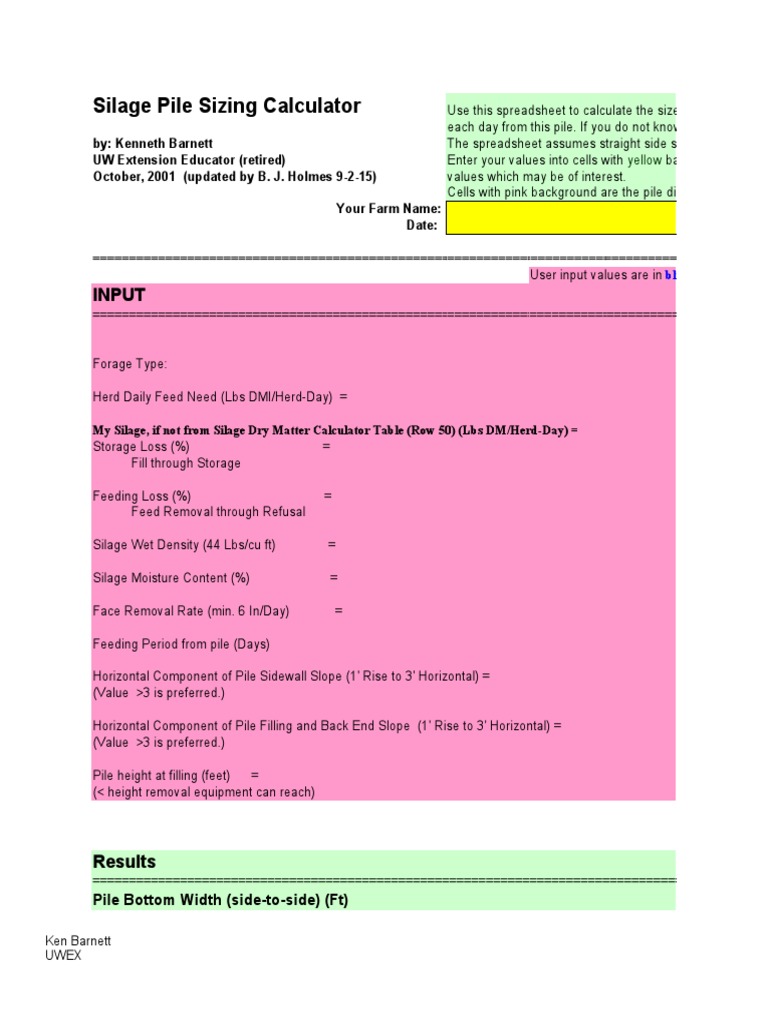 Silage - Pile - Sizing English METRIC Spanish Portuguese 4 19 16 | PDF ...