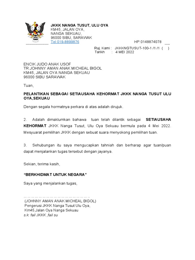 Surat Lantikan AJK | PDF